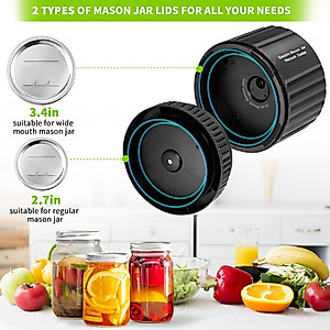 Electric Mason Jar Vacuum Sealer, Jar Vacuum Sealer for Mason Jars with Wide and Regular Mouth Jar Lids, Mason Jar Sealer, Mason Jar Vacuum Sealer Kit for Food Storage, Fermentation, Canning, Sealing