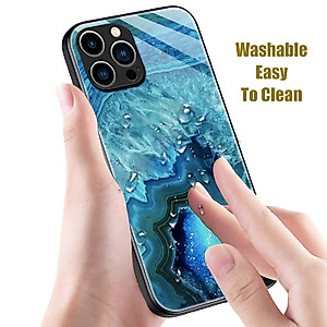 Tabavsit for iPhone 14 Pro Case, Full Surrounding Camera Protection, Agate Marble Personalized Anti-Scratch Glass Design On The Back, Shockproof Bumper, Protective Cover for iPhone14procase