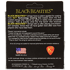 DR Strings Acoustic Guitar Strings, Black Beauties - Black Coated, 10-48