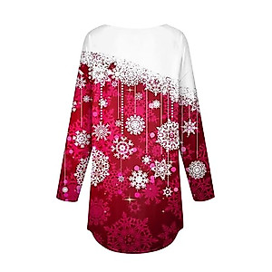Womens Long Sleeve Tops Long Sleeve T Shirt Long Sleeve Shirts for Women Womens Long Sleeve Tee Shirt Round Neck Tops Christmas Print Pullovers Relaxed Fit Blouses Trendy Shirts Stylish Sweatshirt