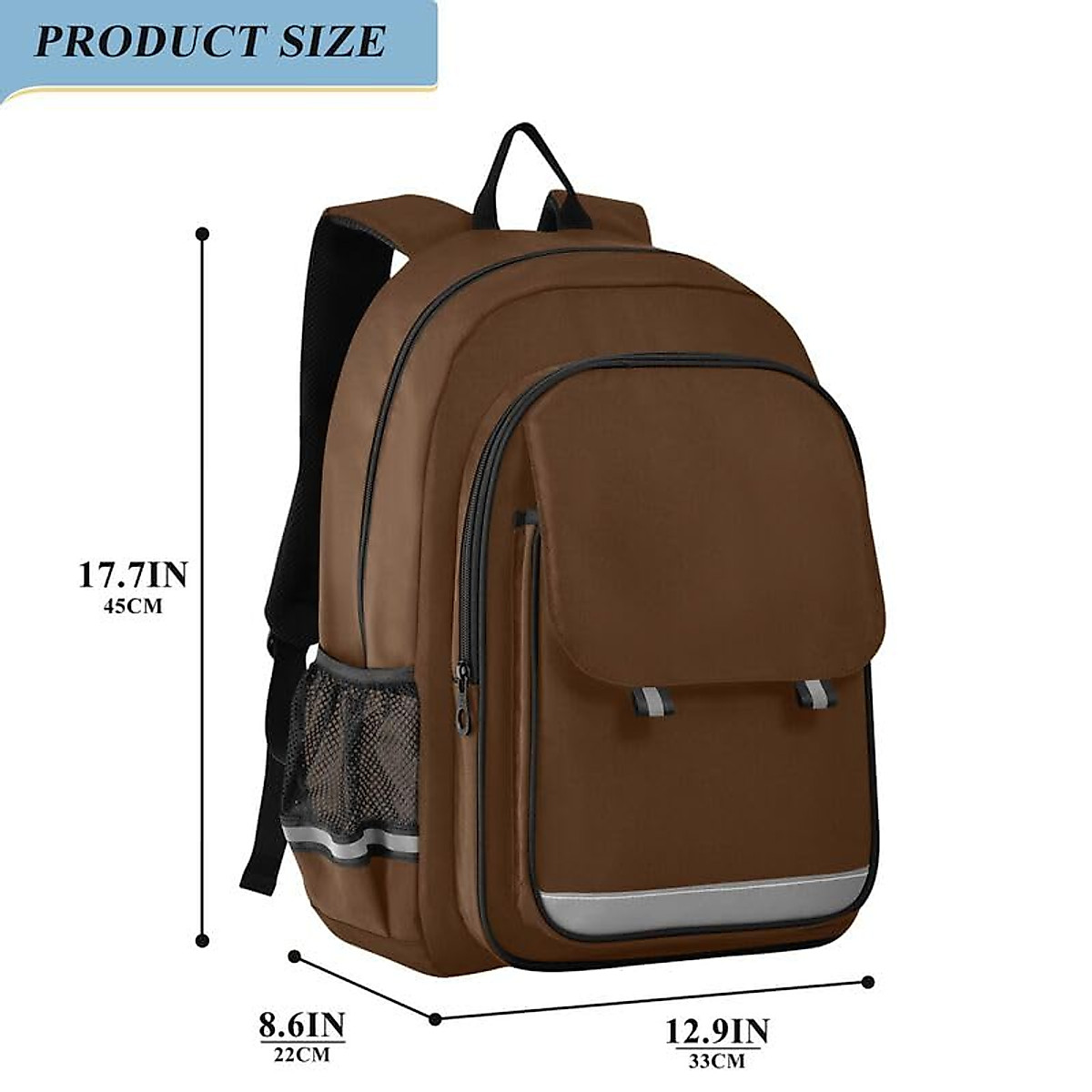 ODAWA Coconut Brown School Bags for Kids Large Capacity Lightweight Bookbags Girls Boys Backpack for Kids