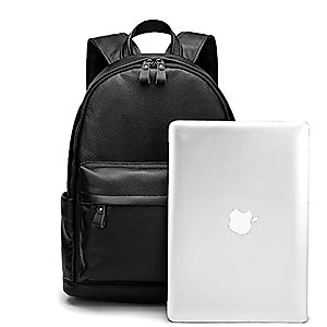 CPJ Genuine Leather Backpack Fits 15.6" Laptop Casual Daypack Schoolbag for Boys & Girls