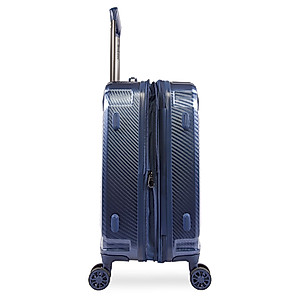 Brookstone Luggage Keane Spinner Suitcase, Metallic Blue, Carry-On
