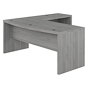 Bush Furniture L Shape Desk with Wire Management | Echo Collection Corner Bow Front Table for Home Office with Quick-to-Assemble Hardware, 72W, Modern Gray