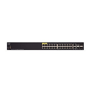 Cisco SG350-28P Managed Switch | 28 Gigabit Ethernet Ports | 24 Gigabit Ethernet RJ45 Ports | 2 SFP Slots | 2 Gigabit Ethernet Combo | 195W PoE | Limited Lifetime Protection (SG350-28P-K9-NA)