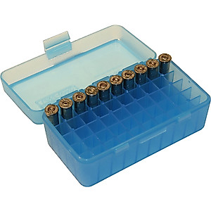 MTM 50 Round Flip-Top Ammo Box 38/357 Cal (Clear Blue)