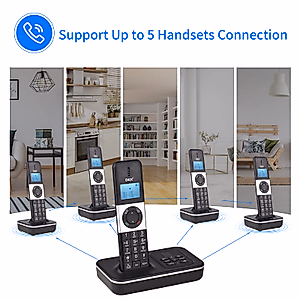 BISOFICE D1002 TAM-D 2-Handset Cordless Phone with Answering Machine Caller ID/Call Waiting 1.6 inch LCD 3 Lines Screen Display Rechargeable Batteries Support 16 Languages for Office Home Conference