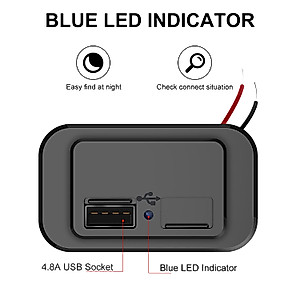 RV 12V USB Outlet 4.8A Dual USB Car Charger Socket Wall Mount Power Outlet Adapter for Charging