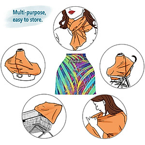 Custom Palm Leaves Stretchy Baby Car Seat Canopy Presonalized Infant Stroller Cover Multi Use Scarf Nursing Customized Nursing Cover for Breastfeeding Moms