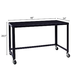 Hirsh Ready-to-Assemble 48-inch Wide Mobile Metal Desk Black