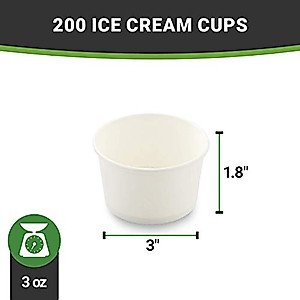 Coppetta 3-Ounce Dessert Cups, 200 Disposable Ice Cream Cups - Lids Sold Separately, Heavy-Duty, White Paper Frozen Yogurt Bowls, For Hot And Cold Foods, Perfect For Gelato Or Mousse - Restaurantware