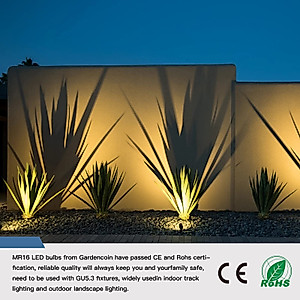 Gardencoin 5W GU5.3 MR16 LED Bulbs, 2700K Soft White, Dimmable, IP65 Waterproof Low Voltage 9-17V AC/DC Bi-Pin Base, 38° Beam Angle for Landscape, Recessed, Track Lighting, 6 Pack