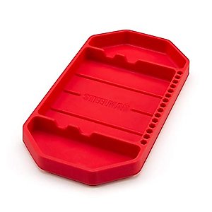 Steelman Flexible Silicone Non-Slip/High Grip Tool Organizer Storage Tray, 3 Storage Compartments and 15 Hex Bit Holes, Non-Magnetic, Non-Marring, Chemical-Resistant, Easy Wash, Small