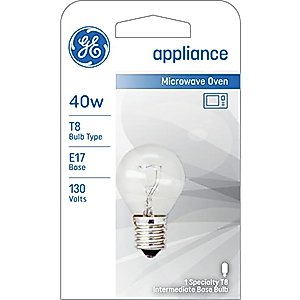 General Electric Appliance Light Bulb for Microwave Oven, 40 Watt, T8 Bulb Type, Medium Base (1 Pack)