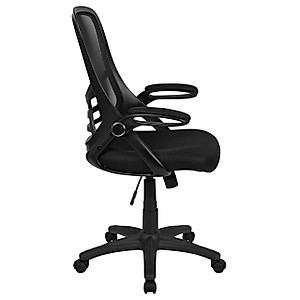 Flash Furniture High Back Black Mesh Ergonomic Swivel Office Chair with Black Frame and Flip-up Arms