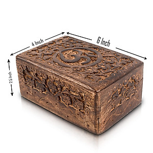 Great Birthday Gift Ideas Handmade Decorative Wooden Jewelry Box Jewelry Organizer Keepsake Box Treasure Chest Trinket Holder Watch Box Storage Lock Box 6 x 4 Inches Housewarming Gift Ideas Men Women