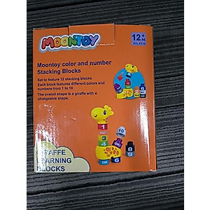 MOONTOY Giraffe Baby Blocks Building Blocks Baby Stacking Toys for Toddlers 1-3, Montessori Toys for 1 2 3 Year Old Girl Boy Kids Birthday Gift, Number Color Count Educational Baby & Toddler STEM Toys