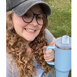 40 OZ Insulated tumbler with straw, Double Vacuum Stainless Steel Water Bottle for Home, Office or Car - Iced Coffee Cup Reusable,Thermos Travel Coffee Mug,Keep Hot/Cold for Hours (Sky Blue)