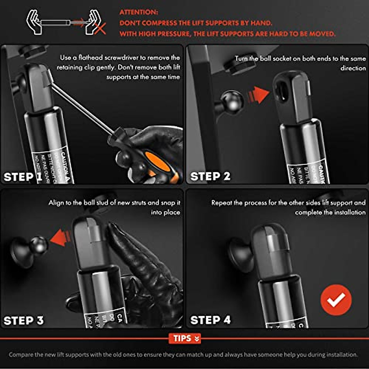 A-Premium Rear Window Lift Supports Shock Struts Compatible with Ford Expedition 2003-2006 Lincoln Navigator Sport Utility 2-PC Set