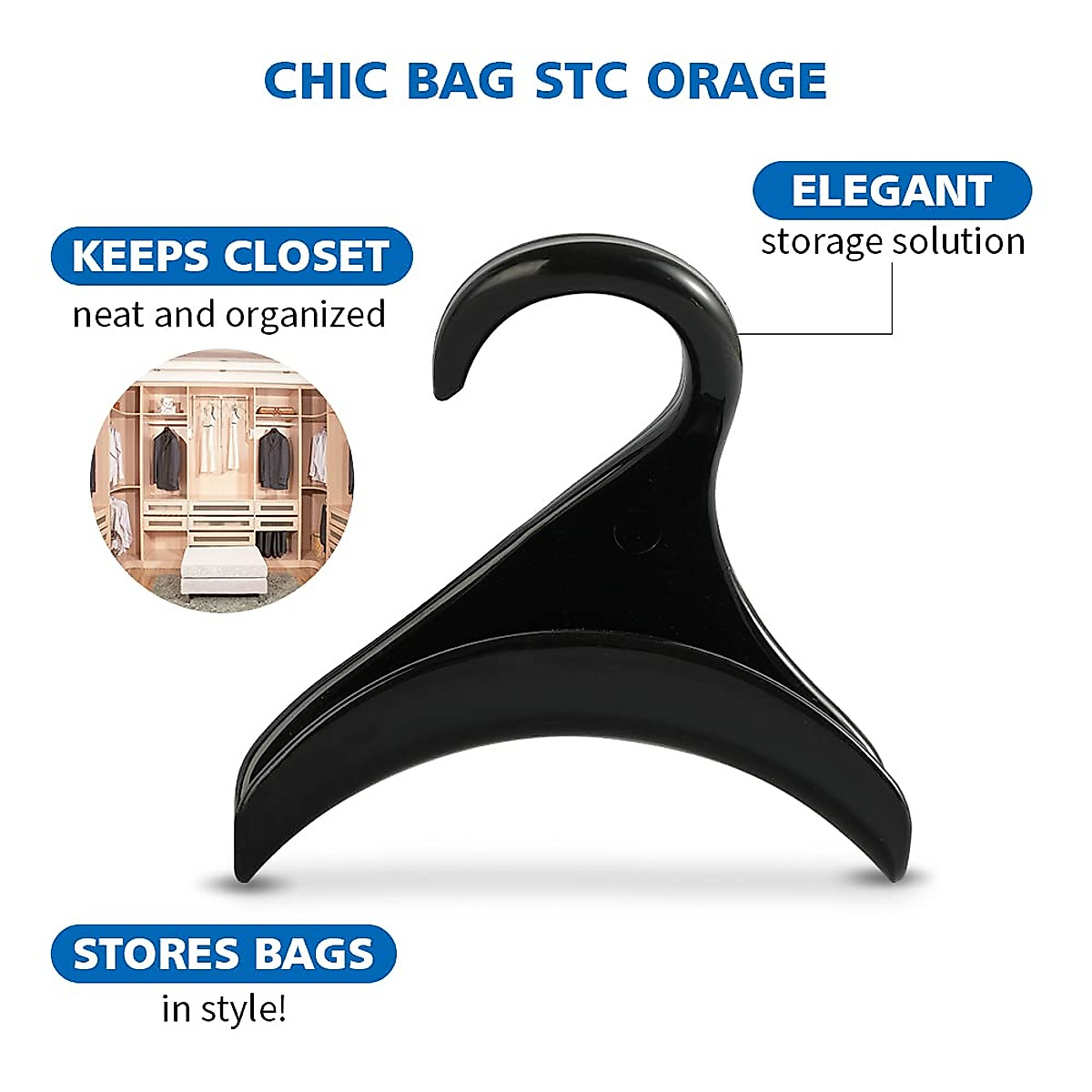 Purse Hanger Hook Bag Rack Holder - Handbag Hanger Organizer Storage - Over The Closet Rod Hanger for Storing and Organizing Purses | Backpacks |Satchels | Crossovers | Handbags | Tote（4 Pack）