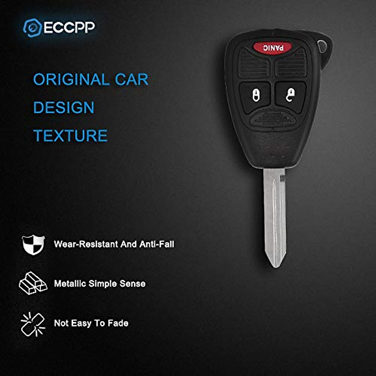 ECCPP OHT692713AA 2X Replacement fit for Uncut Keyless Entry Remote Control Car Key Fob (only Shell Case) for C hrysler for D odge for J eep Series OHT692713AA OHT692427AA OHT692714A M3N5WY72XX