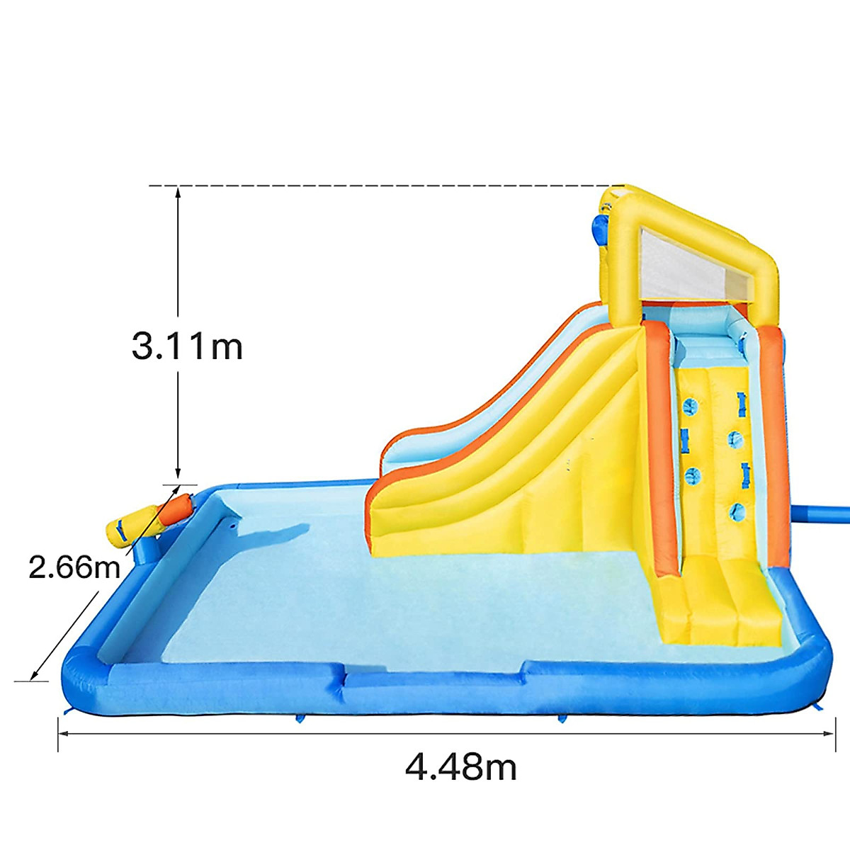 FBITE Inflatable Bouncy Castle, Jumper House Water Pool Slide Activity Center with Water Slide, Climbing Wall, Water Gun and Pool Area for Kids