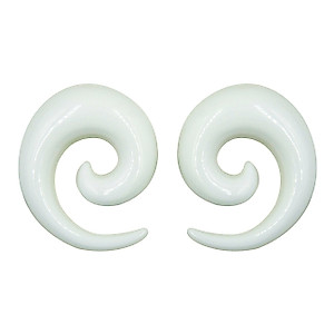 Zaya Body Jewelry Pair of White Ear Plugs Tapers Spirals Horseshoes Tapers Gauges 16mm 18mm 20mm 22mm 24mm (20mm (3/4"))