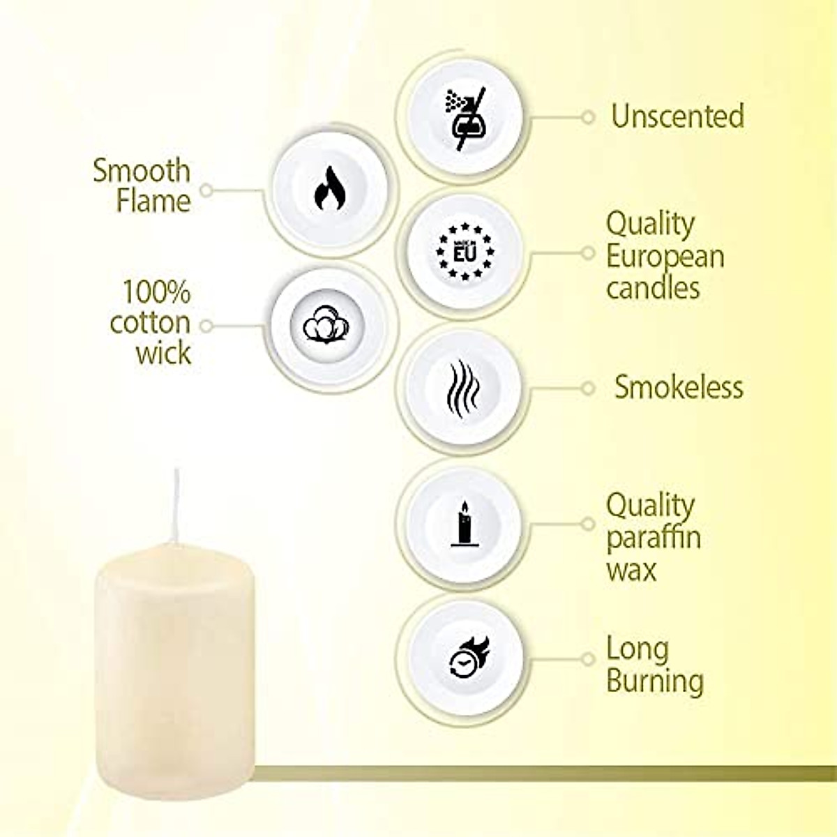 BOLSIUS 20 Count 1.6 x 2.4 Inch Ivory 'Small' Pillar Candles - 7 Burn Hours - Premium European Quality - Unscented Dripless and Smokeless Wedding, Party, Restaurant, & Special Occasion Candle Set