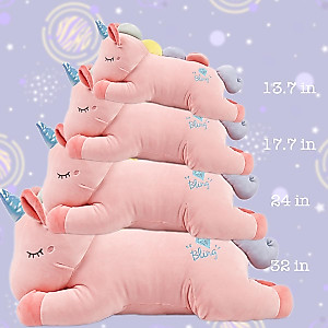 ARELUX 24in Cute Pink Giant Stuffed Unicorn Plush:Soft Animal Hugging Pillow Unicorn Stuffed Animal, Big Body Plushie,Large Unicorn Room Decor Friends Family Member