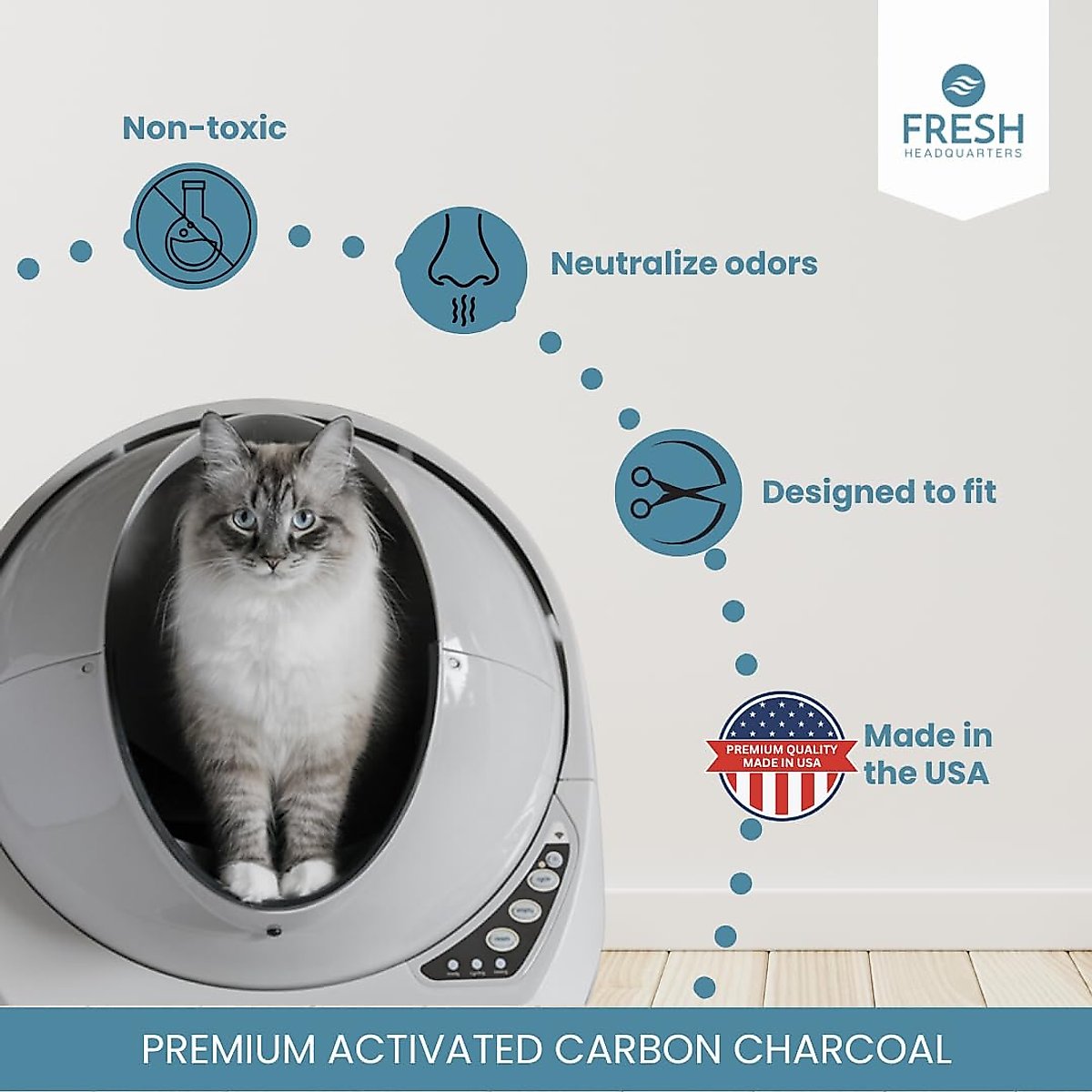 3 Pack Replacement Carbon Filters Compatible with Litter-Robot 3 – Activated Charcoal Cat Litter Box Filters Absorb & Neutralize Odor & Dust Control