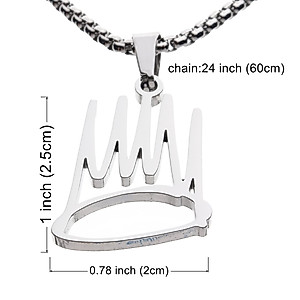 Ridetoxjx Crown Pendant Chain Necklace (Silver)