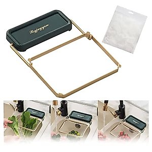 2023 Upgrade Kitchen Residue Filter Screen Holder,Kitchen Sink Corner Drain Strainer, Sink Corner Strainer with Net Mesh Hanging Bags (Green + 50 PCS Net Bags)