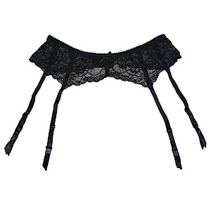 TVRtyle Black Lace Sexy Women Metal Clips Garter Belts For Stockings,Black, Small