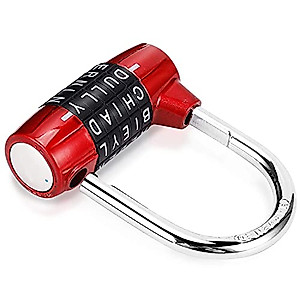 Gym Locker Lock,5 Letter Heavy Duty Alloy Padlock Password Sturdy Security Padlock-Easy to Set Your Own Keyless Resettable Combo-Red