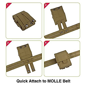 Tactical Military MOLLE Dump Pouch – Foldable Durable and Versatile Magazine Utility Waist Bag for Outdoor Enthusiasts, with 1 Flag Patch Included, Coyote Brown