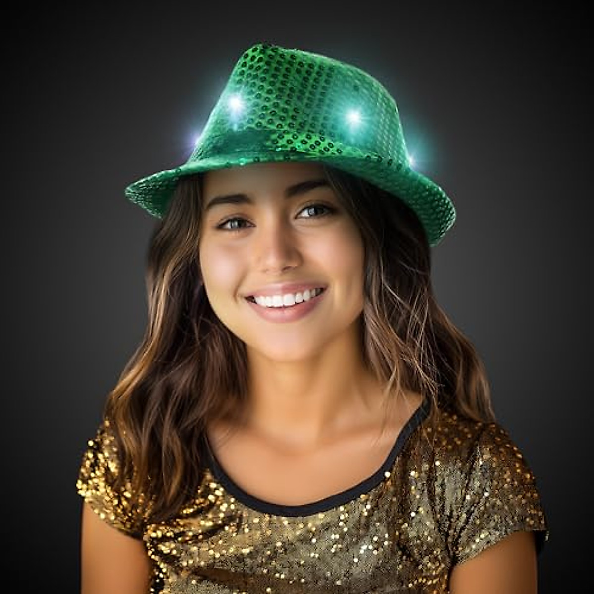 Windy City Novelties Glittering Green Sequin Fedora - St. Patrick's Day Party Hat for Celebrations & Stylish Nights Out