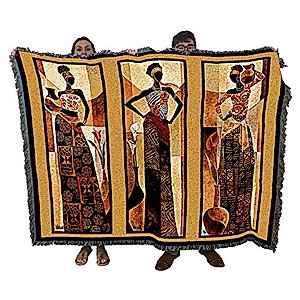 Pure Country Weavers Namirya Blanket by Keith Mallett - African Cultural Gift Tapestry Throw Woven from Cotton - Made in The USA (72x54)