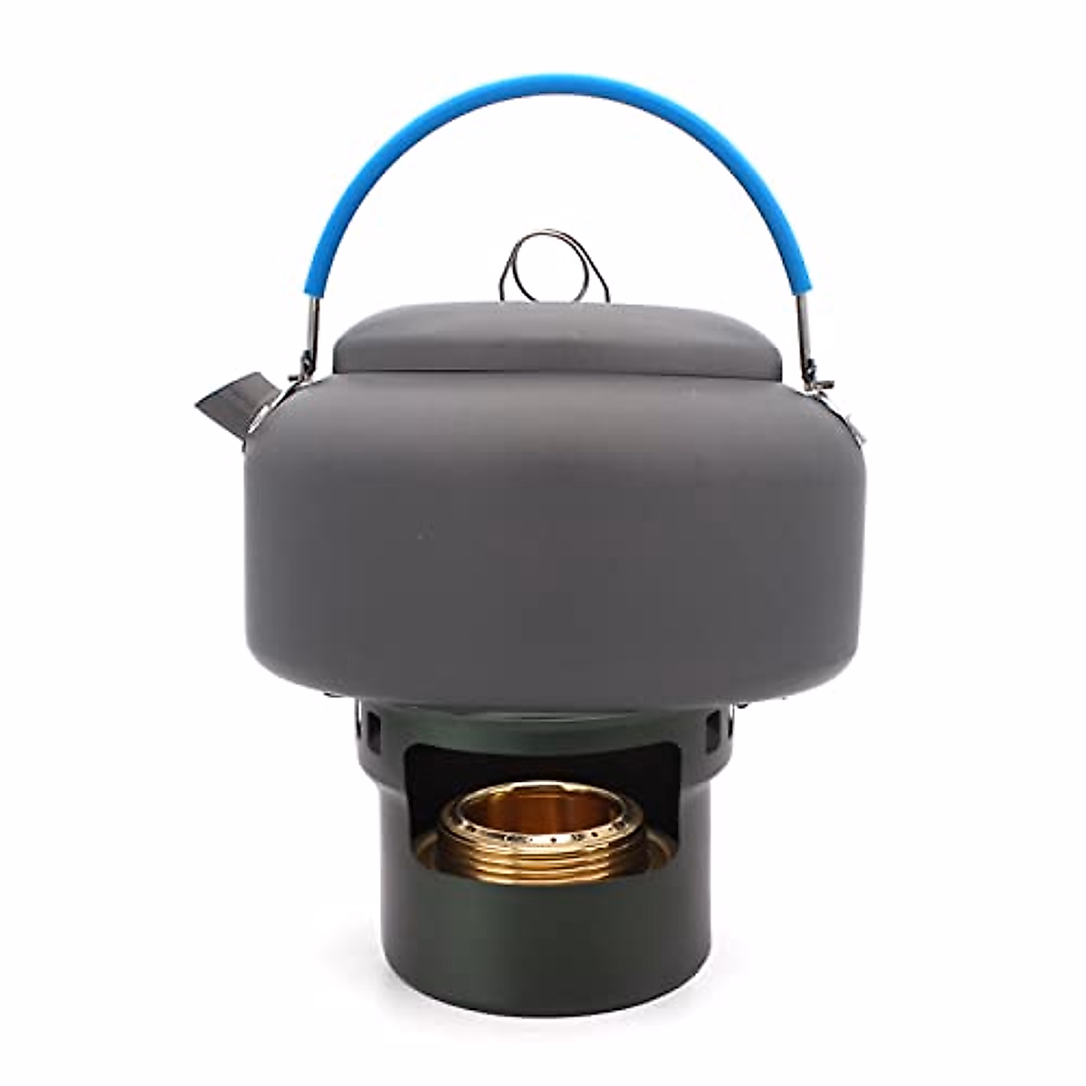 Alcohol Stove, Portable Aluminium Alloy Spirit Burner Easy to Hollow Bracket Sealing Ring with Storage Bag for Teapots(Blackish Green)