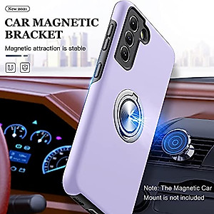 JAME Designed for Samsung Galaxy S21 Case (Not for S21 Plus & S21 Ultra), Slim Tough Rugged Shockproof Protective Case with Metal Ring Kickstand for Samsung Galaxy S21 6.2 Inch, Purple