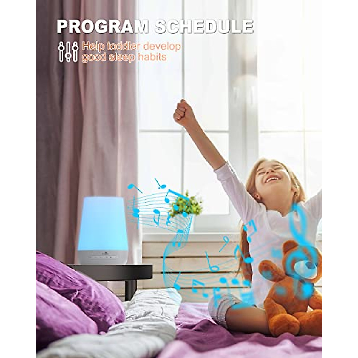 BABYMUST Baby White Noise Machine, Sound Machine with Night Light for Baby Sleeping, 34 Soothing Sounds, App Remote Control, Set Wake up & Sleep Schedule, Timer, Rechargeable, Portable for Travel