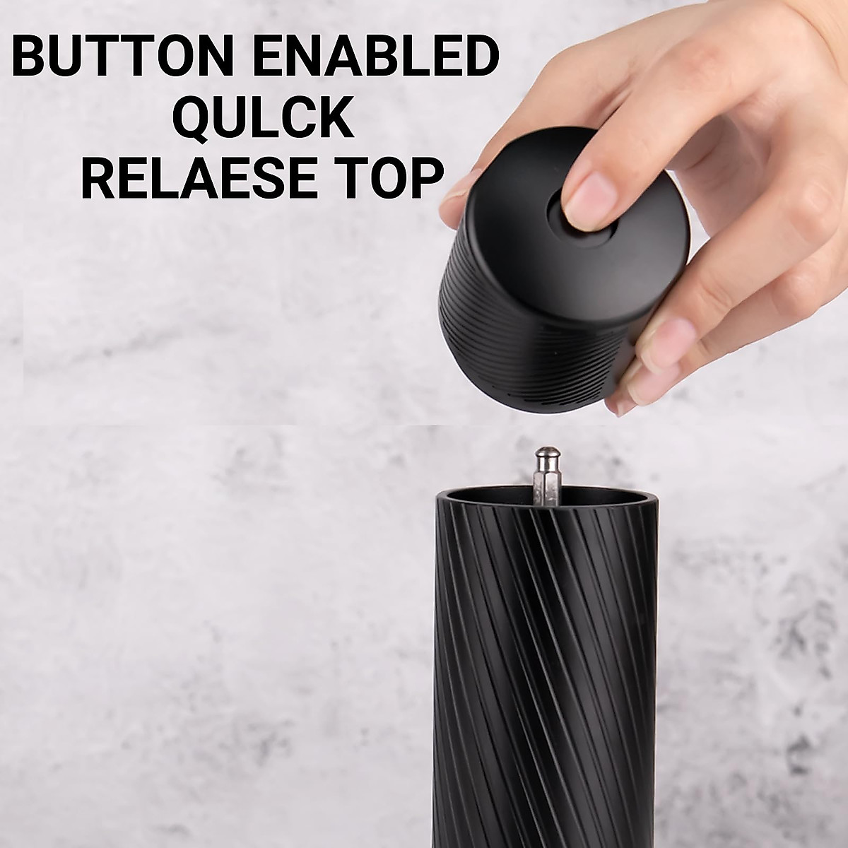 Pepper Grinder, Homnoble Professional Grade Pepper Grinder, Heavy Duty Pepper Mill, Refillable Aluminum Manual Pepper Mill with Adjustable Coarseness and Stainless Steel Blade