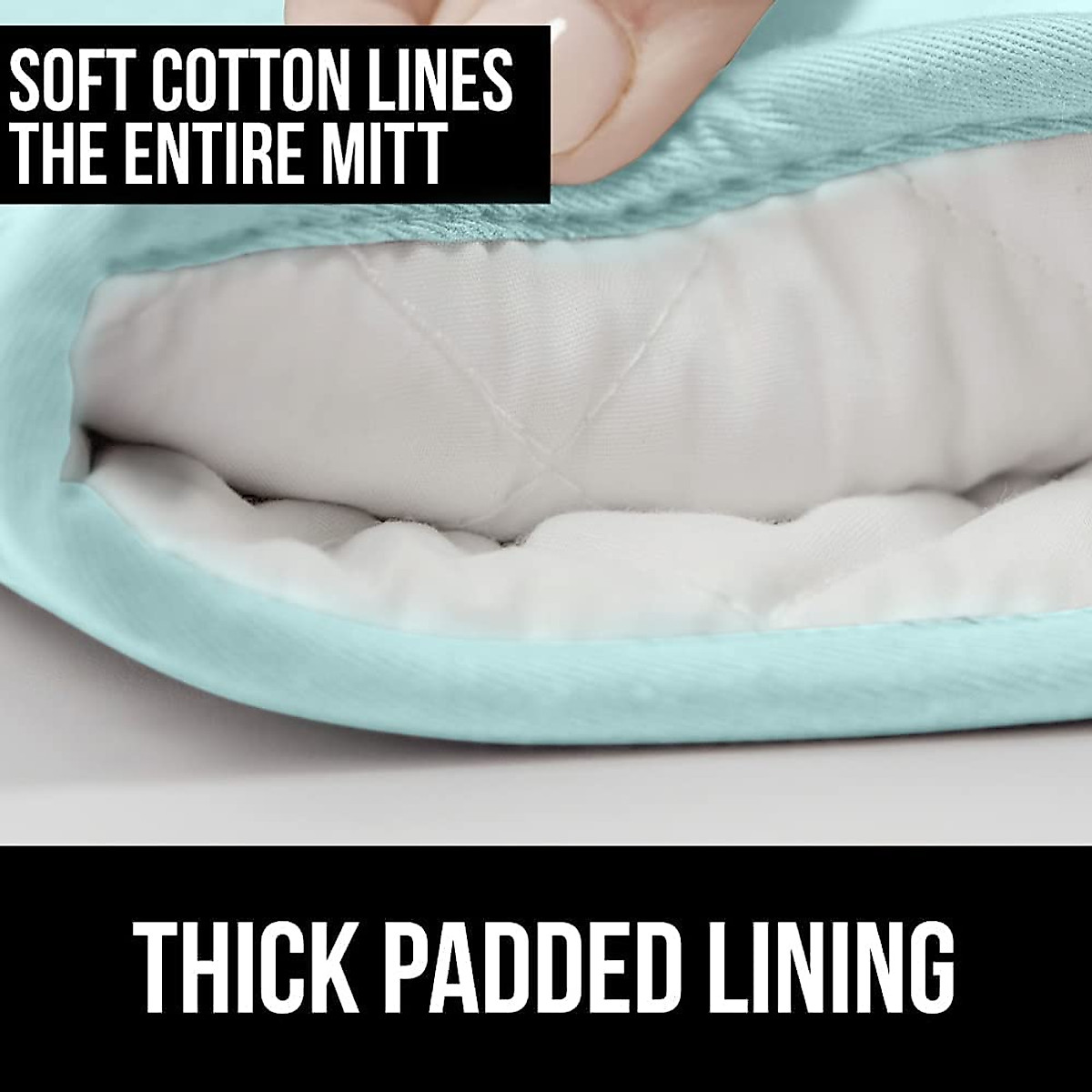 Gorilla Grip Silicone Oven Mitts and Cotton Oven Mitts Set, Both in Mint Color, Soft Quilted Lining, Heat Resistant, 2 Item Bundle