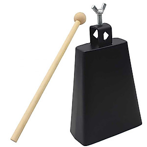 Cowbell Drum Cencerro,Plastic Cow Bell,Latin Percussion Cowbell 6 Inch Metal Cowbell Noise Maker with Handle for Drumset Kit Percussion Come with Stick Black Cow Bells Cowbell Drum Musical Cow Bell