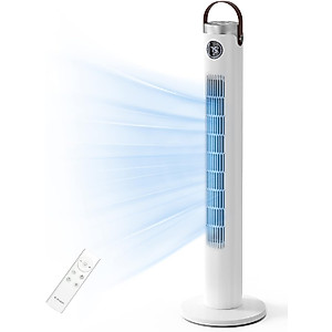 Simple Deluxe Tower Fan with Remote, 46 Inch Oscillating Fan, Bladeless Fans with 24H Timer, 3 Speeds, 3 Modes, LED Display, Cooling Standing Floor Fan for Bedroom Living Room Home Office