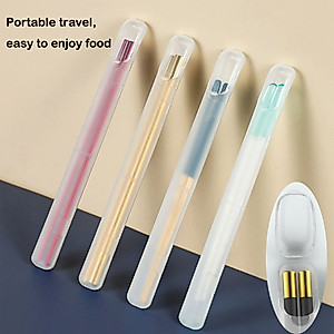 5PCS Portable Chopsticks Straw Case Kids Students Lightweight Cutlery Box Reusable Travel Utensil for School Home Office Camp Travel Bento Box (Chopsticks Not Included) (White Transparent)