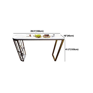 LITFAD Modern Bar Table Set Slate Counter Table with High Stools Home Dining Table with 2 Counter Stools Luxury Kitchen Table Chair - 3 Pieces: White-Gold Table, 2 Stools