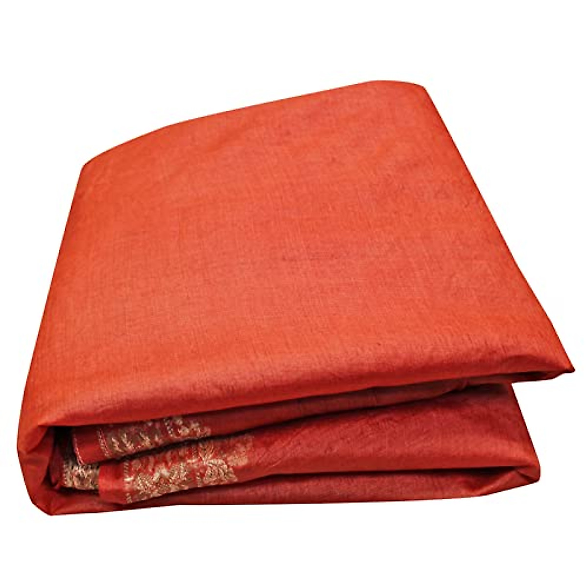 Peegli Vintage Orange Saree Woven Cloth 100% Pure Silk Fabric Art Craft Women Sari