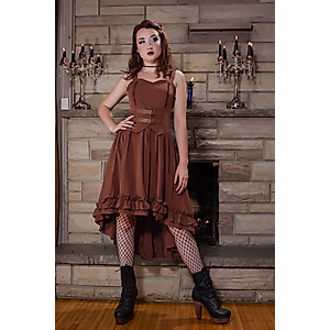 Scarlet Darkness Renaissance Dress for Women High Low Hem Ren Faire Dresses Reddish Brown XL