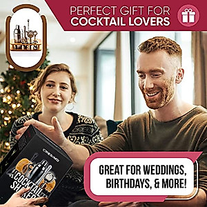 Cocktail Shaker Set: 12-PC Drink Shakers Cocktail with Bamboo Stand - Ultimate Home Bar Kit & Martini Shaker Set - Bar Set, Cocktail Mixer, Bartender Kit, Bar Tools - Cresimo Cocktail Set