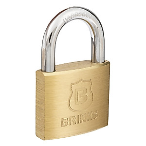 BRINKS - 40mm Solid Brass Keyed Padlock with 7/8” Shackle Clearance, 4-Pack - Chrome Plated with Hardened Steel Shackle, (171-40401)